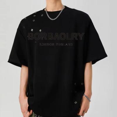 China OEM Black Oversized T-Shirt for Men Heavy Weight 280g Acid Wash Vintage Custom Tshirt for sale