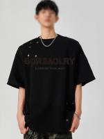 China OEM Black Oversized T-Shirt for Men Heavy Weight 280g Acid Wash Vintage Custom Tshirt for sale