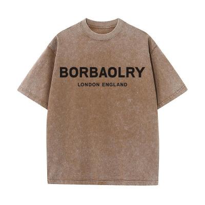 China Custom Boxy Heavyweight 280g Oversized Pullover Men Vintage Distress Acid Wash T Shirt for sale