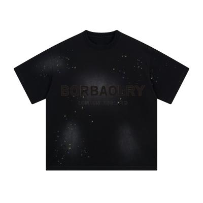 China Heavyweight Distressed Men Boxy T-Shirt 170-280G Acid Wash Oversized Custom Cropped Tee for sale