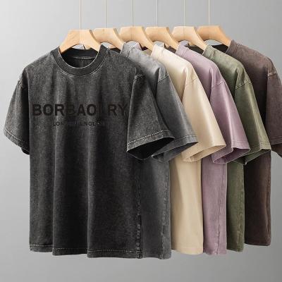 China Custom Logo Heavyweight Cotton Acid Wash T-Shirt 170-280g Oversized Vintage Digital Printing Men for sale
