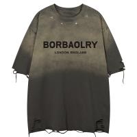 China Oversized Vintage Street Button Decoration Blank Plain T-Shirt Short Sleeve Men 170-280G Fabric for sale