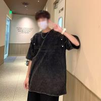 China Vintage Detachable Short Sleeve T-Shirt Men Loose Heavy Cotton Acid Wash 170-280G Summer Trend for sale