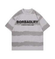 China Wholesale 220g Cotton T-Shirt Men Casual Loose Striped Tie-Dye Dropped Shoulders Round Neck Short Sleeve for sale