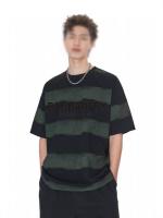 China Wholesale 220g Cotton T-Shirt Men Casual Loose Striped Tie-Dye Dropped Shoulders Round Neck Short Sleeve for sale