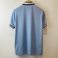 China Men's Light Blue Pique Polo Shirt 170-230G Cotton Long Sleeve Business Casual with Embroidered Logo for sale