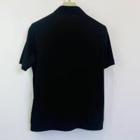 China Men's Cotton Mock Neck Polo Shirt Black Gold Zipper Short Sleeve 170-230G Fabric ODM/OEM for sale