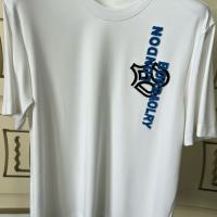 China Men's White Cotton T-Shirt Flocking Letter Print Short Sleeve Casual Top 170-230G for sale