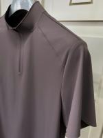China Men High Neck Short Sleeve Shirts Stretch Quick Dry Breathable Fabric 170-230G Outdoor Sport T-shirt for sale