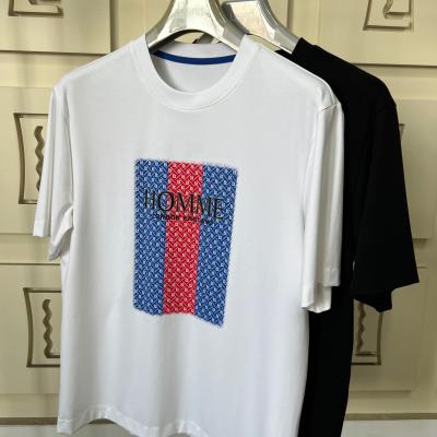 China Cotton Crew Neck Embroidered T-Shirt for Men 170-230G Anti-Wrinkle Breathable for sale
