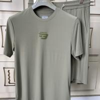 China Custom Men Olive Green Cotton Sports Set Short Sleeve T Shirt Pants 170 230g Breathable Fabric for sale