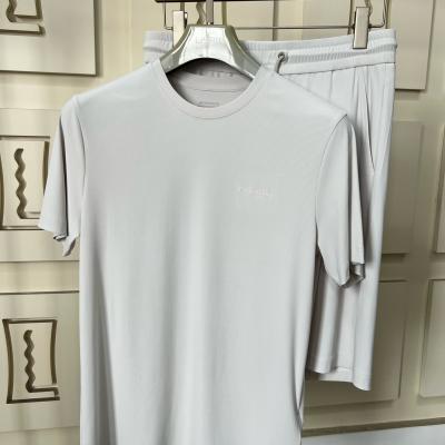 China Men's Cotton Sportswear Short Sleeve Top and Pants Set 170-230G Breathable Anti-Wrinkle for sale