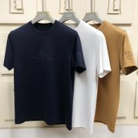 China Men's Premium Organic Cotton T-Shirt 170-230G Embossed Logo Soft Breathable for Casual Business Wear for sale
