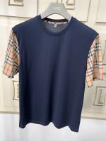 China Men's Cotton Crew Neck Tee with Plaid Sleeves 170-230G Custom Logo ODM for sale