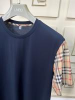 China Men's Cotton Crew Neck Tee with Plaid Sleeves 170-230G Custom Logo ODM for sale