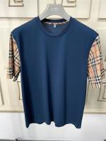 China Men's Cotton Crew Neck Tee with Plaid Sleeves 170-230G Custom Logo ODM for sale