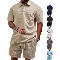China Men's Summer Breathable Solid Lightweight Polo Short Sleeve Sets 220g Polyester Cotton for sale