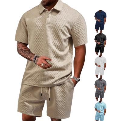 China Men's Summer Breathable Solid Lightweight Polo Short Sleeve Sets 220g Polyester Cotton for sale