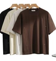 China Customizable Men's Loose Fit Short Sleeve Top 300G Cotton Polyester Vintage Casual Wear for sale