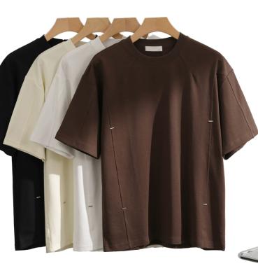 China Customizable Men's Loose Fit Short Sleeve Top 300G Cotton Polyester Vintage Casual Wear for sale