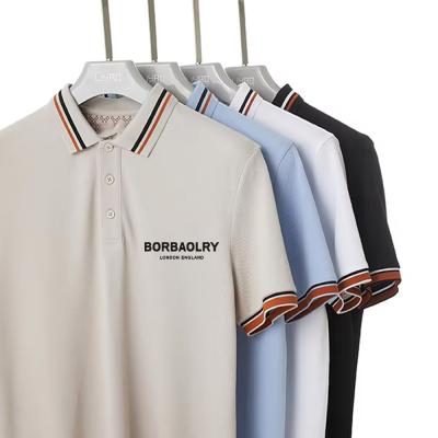 China Custom Logo Quick Dry Striped Short Sleeve Polo Shirt 170-120G Cotton Men ODM for sale