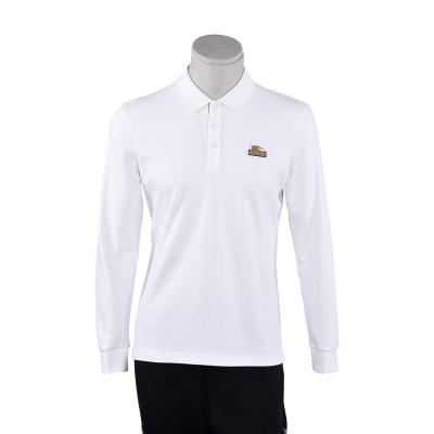 China OEM ODM Custom White Embroidered Long Sleeve Polo TShirt for Men 170-220G Cotton for sale