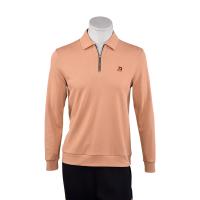 China 280g Cotton Casual Long Sleeve Zipper Up Polo T Shirts for Men Custom Color for sale