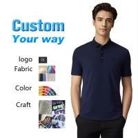 China Custom Logo Men's Short Sleeve Polo T-Shirt 170-120G Breathable Cotton Golf Shirt for sale