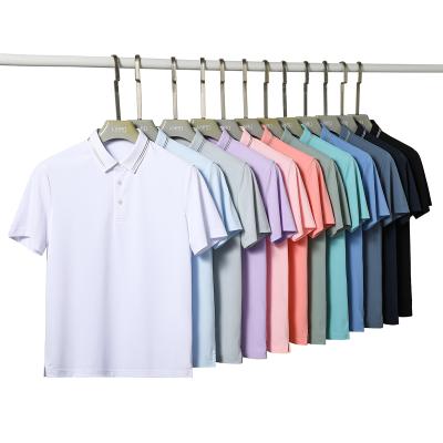 China Custom Logo Men's Short Sleeve Polo Shirts 100% Cotton 170-180g Breathable Anti-Wrinkle Plus Size for sale