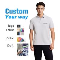 China Men's Quick Dry Golf Polo Shirt Short Sleeve 170g Cotton Fabric Breathable Anti Wrinkle for sale
