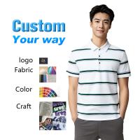 China Custom Striped Oversized Polo Shirt for Men 100% Cotton 170-280G Breathable Anti-Wrinkle for sale