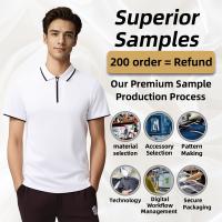 China Men's Cotton Polo Golf T-Shirt Custom Low MOQ Half-Zip Short Sleeve Breathable 170-280G Fabric for sale
