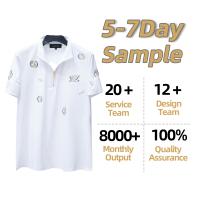 China Men's Casual Solid Woven Fabric Short Sleeve Coat Embroidered Lapel Anti-Pilling 170-280G Cotton for sale