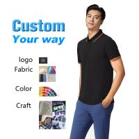 China Customized Sublimation Men's Golf Polo Shirt 170-280g Cotton Anti-Wrinkle Uniform for sale