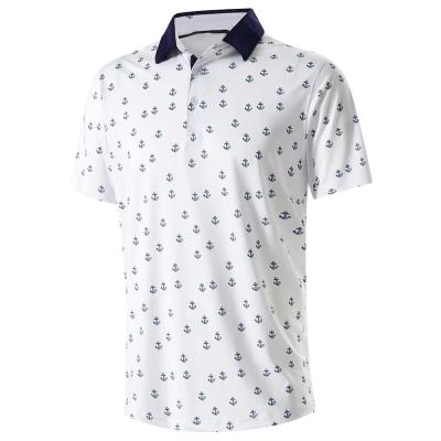 China Custom Printed Men's Polo Shirts 100% Cotton Breathable Anti-Wrinkle Short Sleeve for Business Casual Golf Team Wear for sale