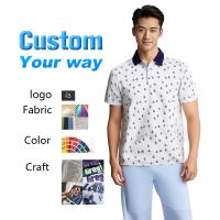 China Custom Printed Men's Polo Shirts 100% Cotton Breathable Anti-Wrinkle Short Sleeve for Business Casual Golf Team Wear for sale