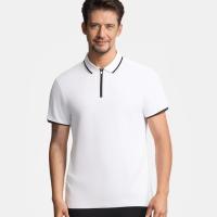 China Men's Cotton Polo Golf T-Shirt Half-Zip Short Sleeve Breathable 170-230G Fabric ODM/OEM for sale