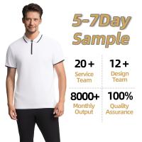 China Men's Cotton Polo Golf T-Shirt Half-Zip Short Sleeve Breathable 170-230G Fabric ODM/OEM for sale
