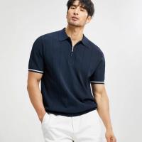China Men's Breathable Short Sleeve Zipper Polo Shirt 170-230G Custom ODM OEM Business Casual for sale