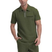 China Custom Polyester Blend Stretch Fit Zipper Polo T-Shirt 170-230G Waffle Knit for Men for sale