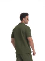 China Custom Polyester Blend Stretch Fit Zipper Polo T-Shirt 170-230G Waffle Knit for Men for sale