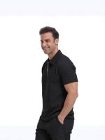 China Custom Polyester Blend Stretch Fit Zipper Polo T-Shirt 170-230G Waffle Knit for Men for sale