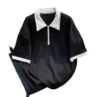 China Wholesale Men Oversize Zipper Short Sleeve Shirt 170-230G Breathable Anti-Wrinkle Custom ODM OEM for sale
