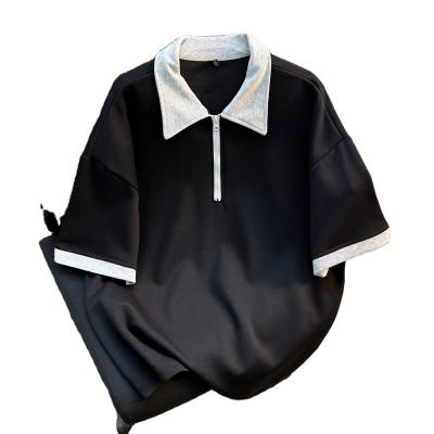 China Wholesale Men Oversize Zipper Short Sleeve Shirt 170-230G Breathable Anti-Wrinkle Custom ODM OEM for sale