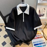 China Wholesale Men Oversize Zipper Short Sleeve Shirt 170-230G Breathable Anti-Wrinkle Custom ODM OEM for sale