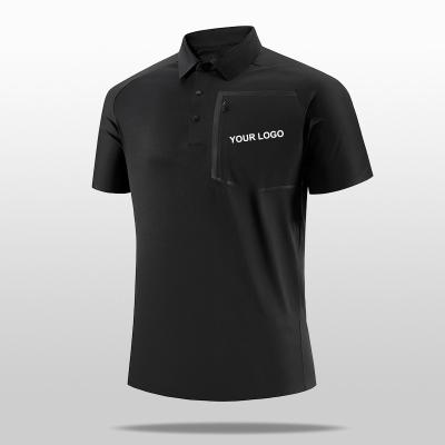China Men's 100% Polyester Short Sleeve Polo Shirt Stand-Up Collar Quick-Drying Anti-Pilling 170-230G for sale