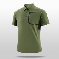 China Men's Short Sleeve Knitted Polo Shirt Color Block Collar 170-230G Breathable Anti-Wrinkle for sale