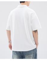 China Men's Cotton Polo Shirt Short Sleeve Casual Alphabet Embroidery Quarter Color Lapel 170-230g for sale