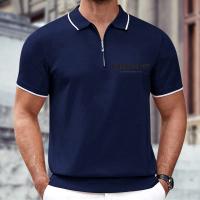China European Style Men's Casual Business Polo Shirt Cotton Woven Knit 170-230G Zipper Lapel for sale