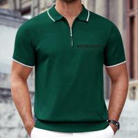 China European Style Men's Casual Business Polo Shirt Cotton Woven Knit 170-230G Zipper Lapel for sale